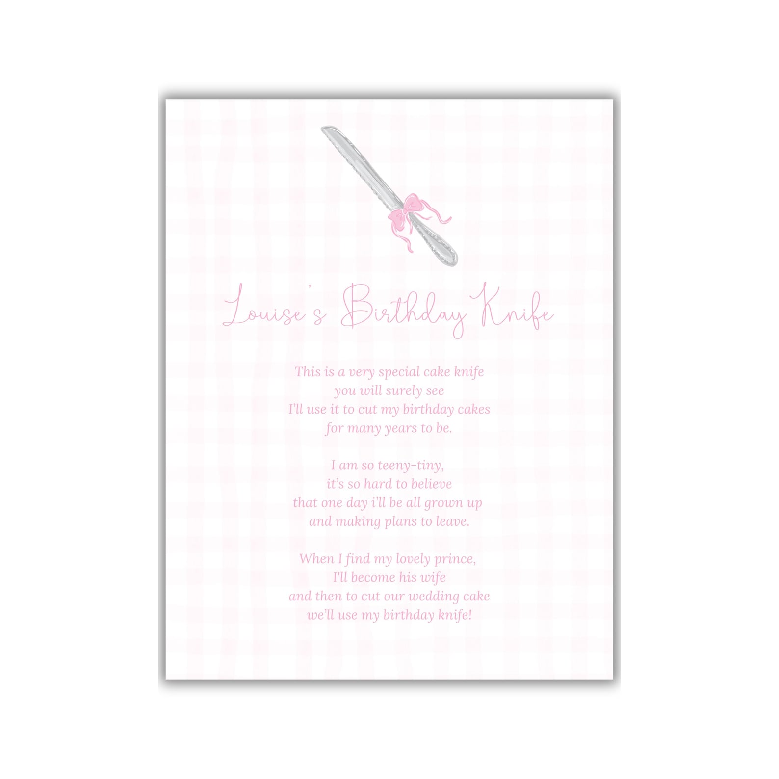 Birthday Cake Knife Poem, Girls Birthday Cake Knife, Birthday Cake ...