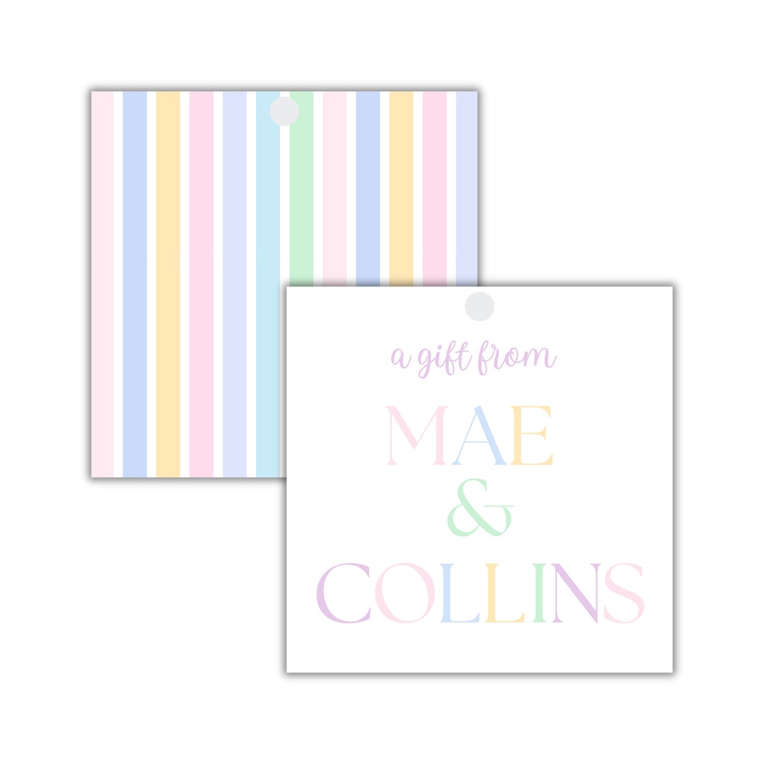 Colorful Pastel Children's Gift Tags, Enclosure Cards, Personalized ...