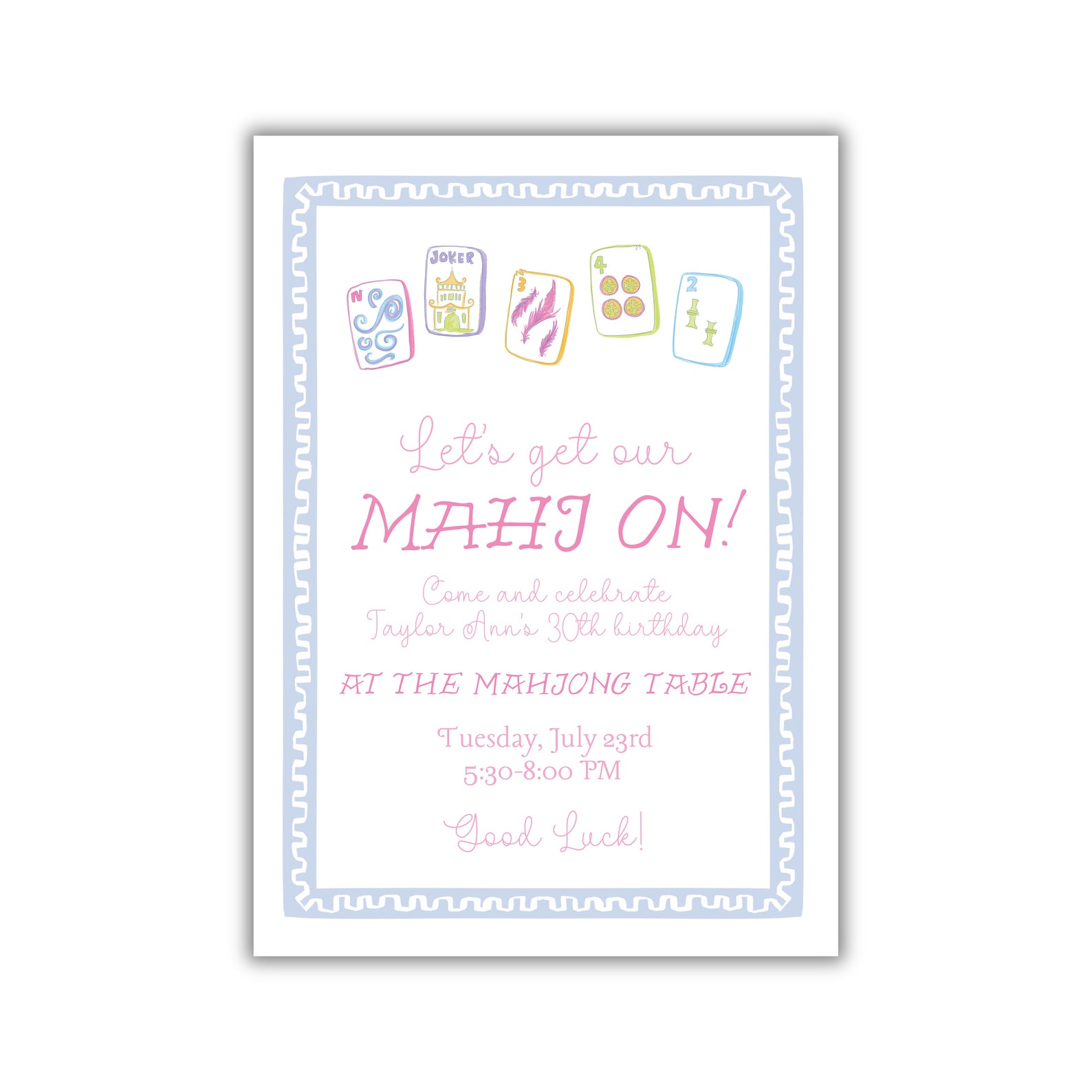 Mahjong Party Invitation, Mahjong Gifts, Mahjong Lovers, Mahjong Party ...