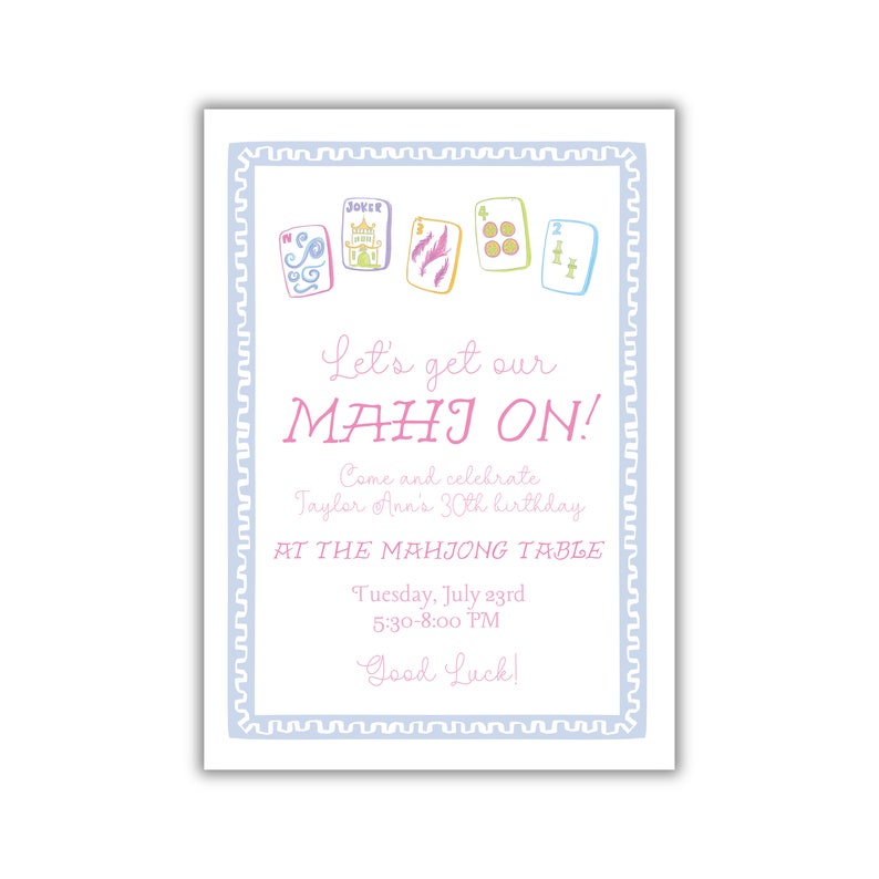 Mahjong Party Invitation, Mahjong Gifts, Mahjong Lovers, Mahjong Party ...