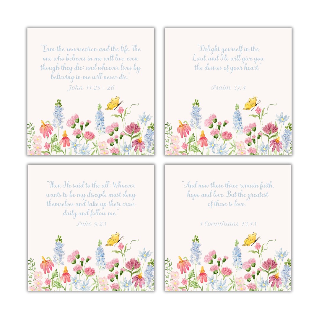 Watercolor Scripture Card Set, Bible Verse, Floral (set of 20) - Etsy