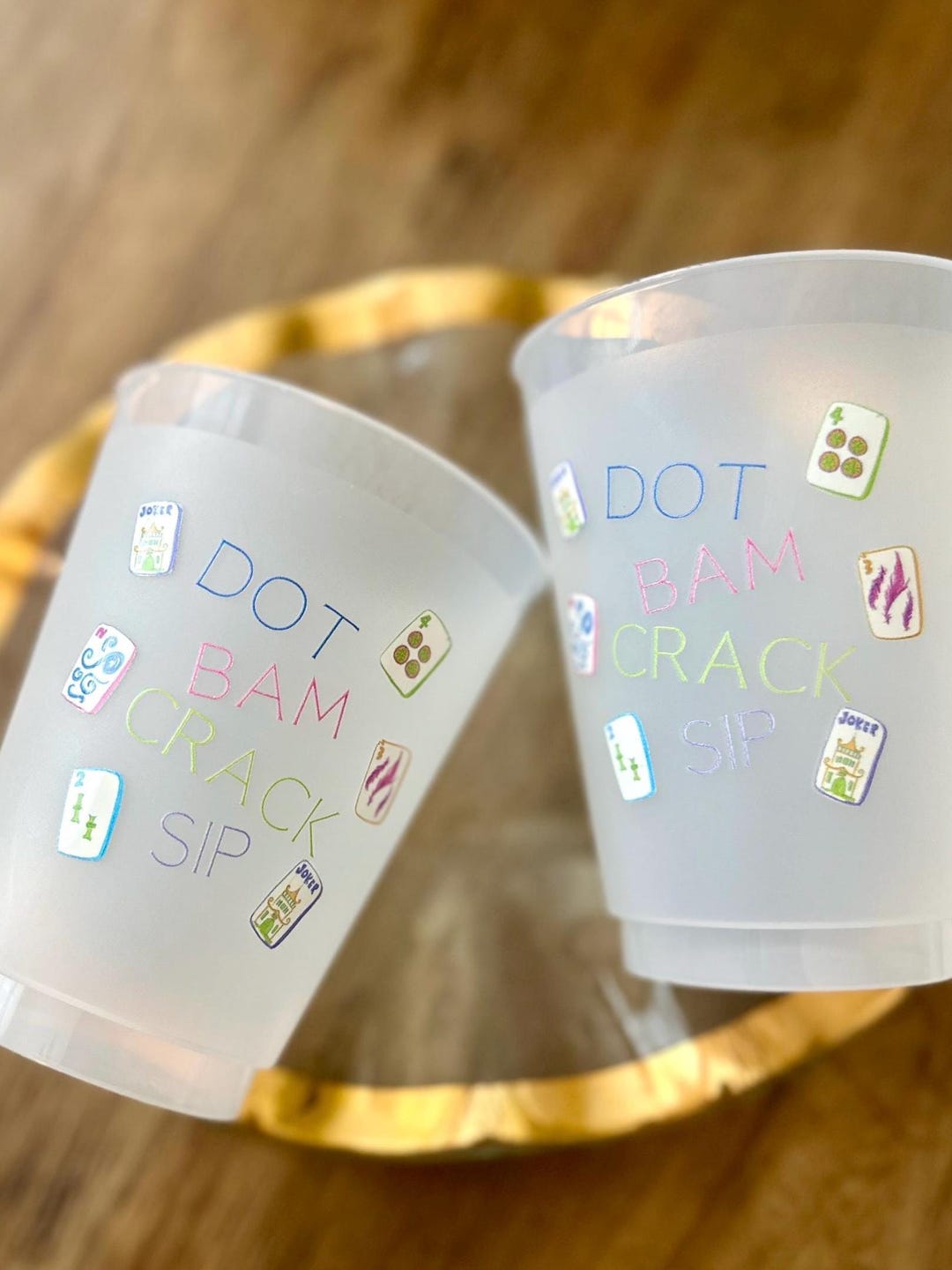 Mahjong Dot Bam Crack Sip Cups, Shatterproof Frost Flex, Full Color - Etsy