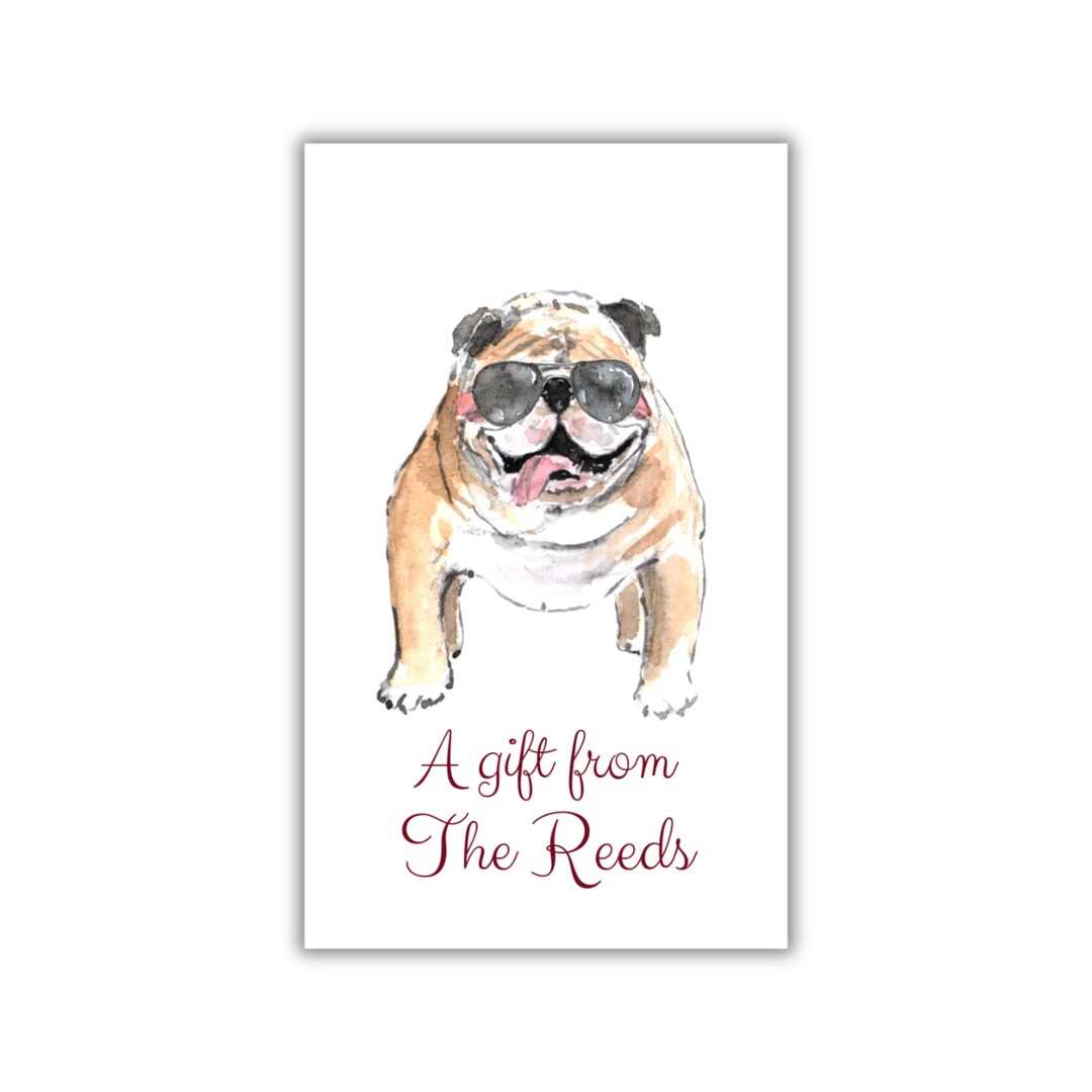 Watercolor Bulldog Personalized Gift Tags, MS State Stickers - Etsy