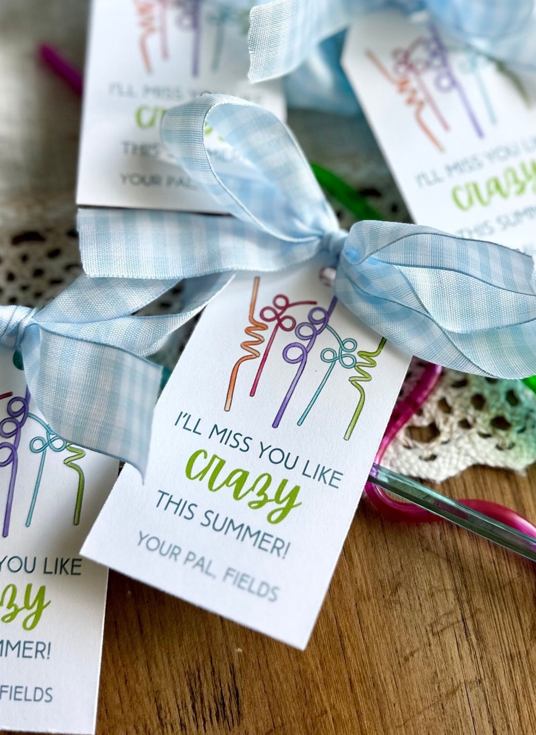 Crazy Straw Gift Tags / School Gift Tags / End of School Gifts / End of ...