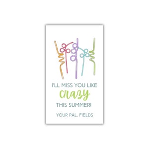 Crazy Straw Gift Tags / School Gift Tags / End of School Gifts / End of ...