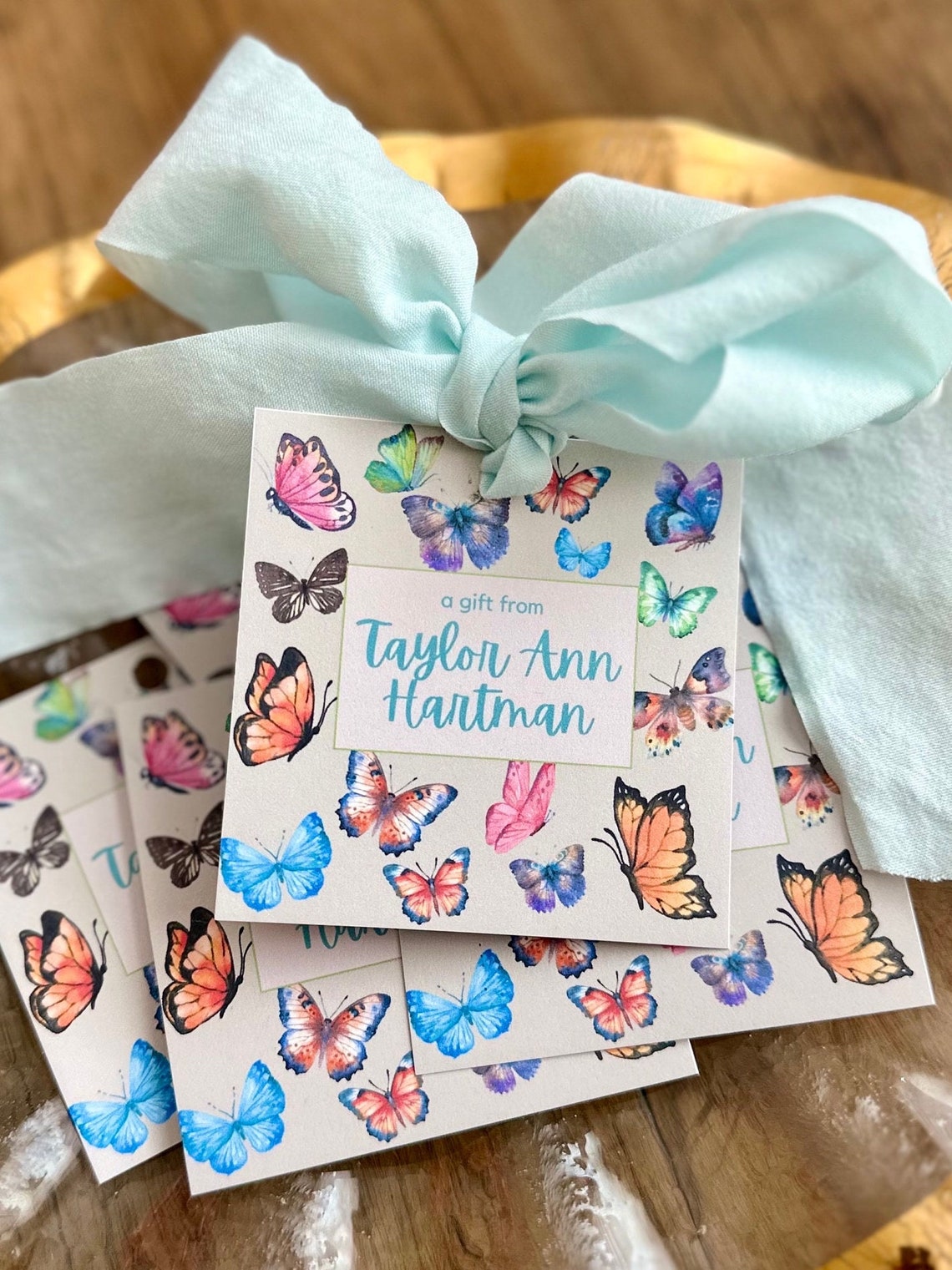 Personalized Watercolor Butterfly Gift Tags, Enclosure Cards - Etsy