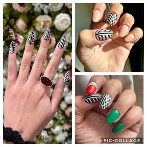 Palestine Keffiyeh Watermelon Press on Nails | Tatreez Handala Nails ...