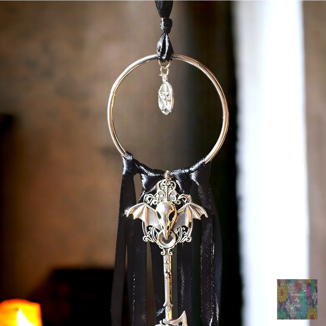 Pagan Witch Protector Axe Hanging Gothic Chimes, Spiritual Catcher ...