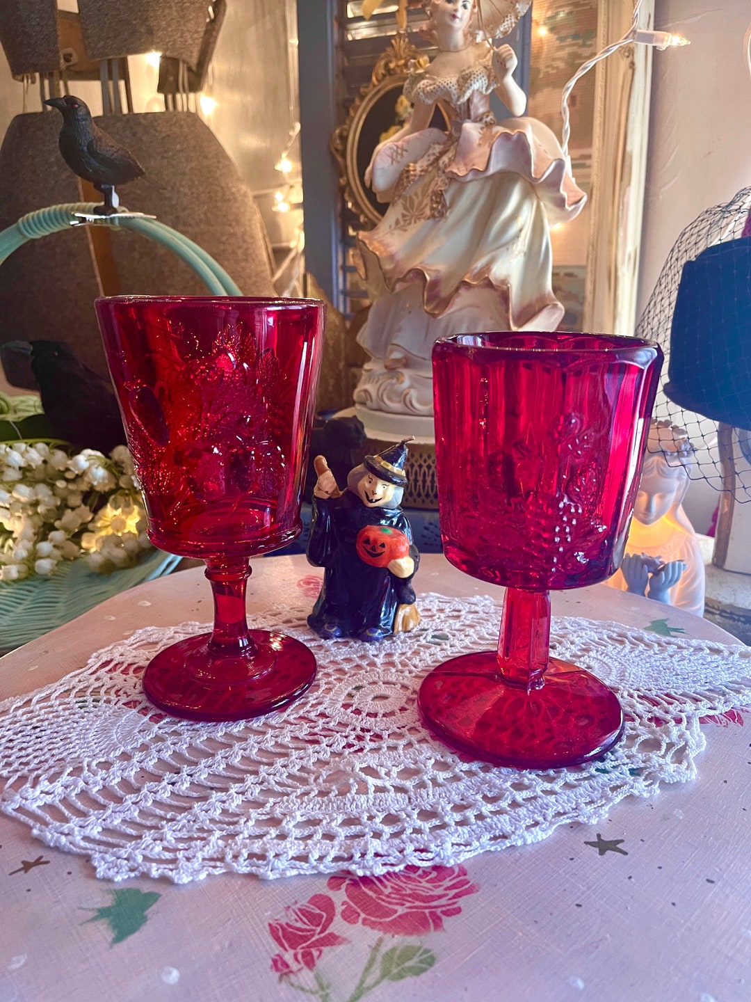 Vintage Magical Ruby Red Goblets - Etsy