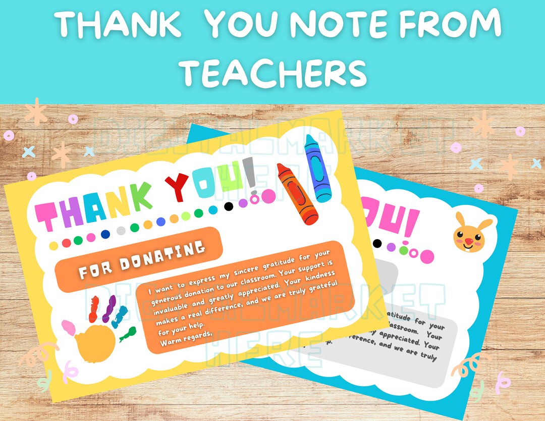 Thank You Note From Teacher Editable Thank You Printable - Etsy