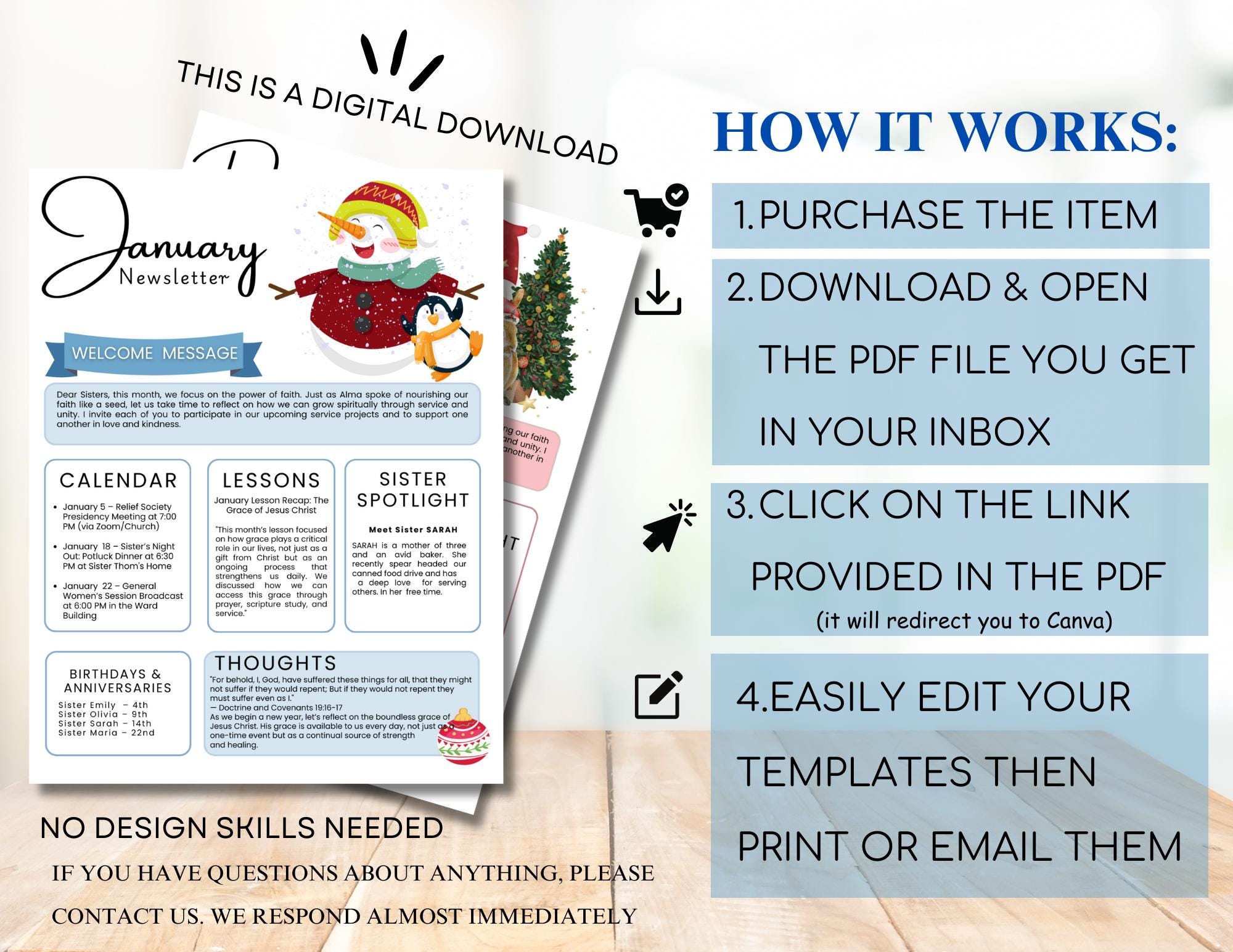 Relief Society Newsletter Template, Community Newsletter, LDS Relief ...