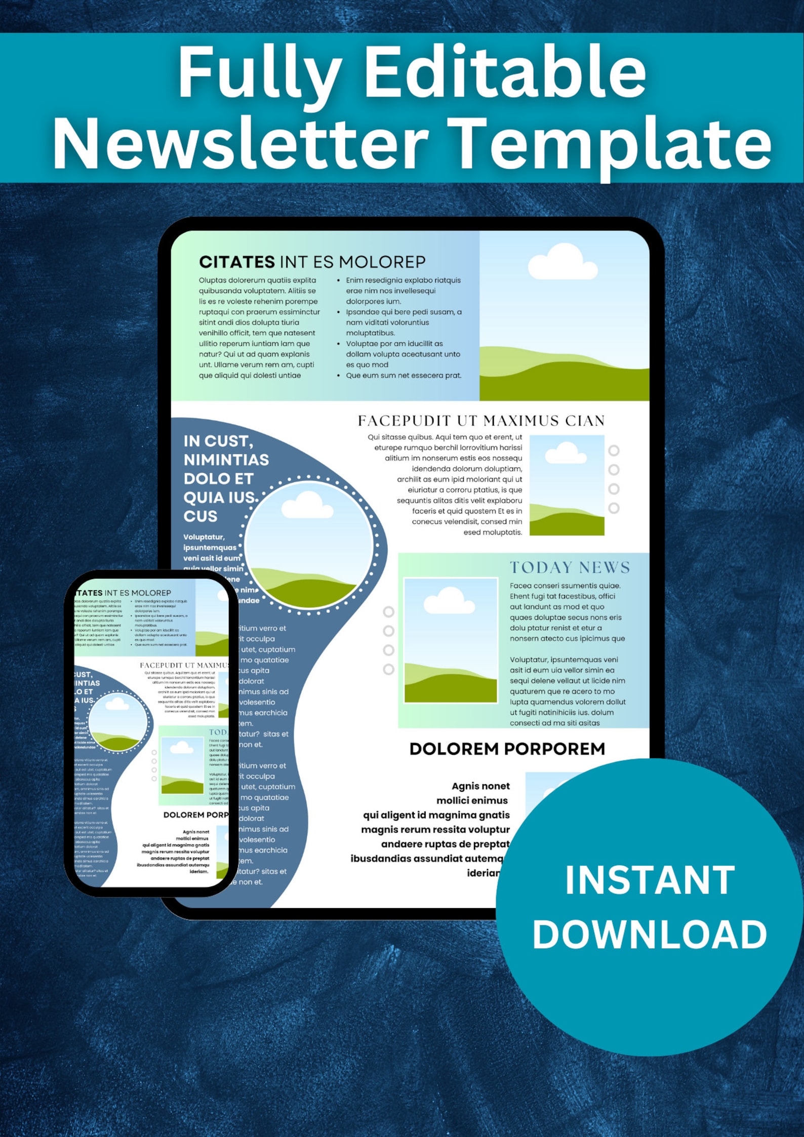 Editable Newsletter Template: Professional Print Design (canva) - Etsy
