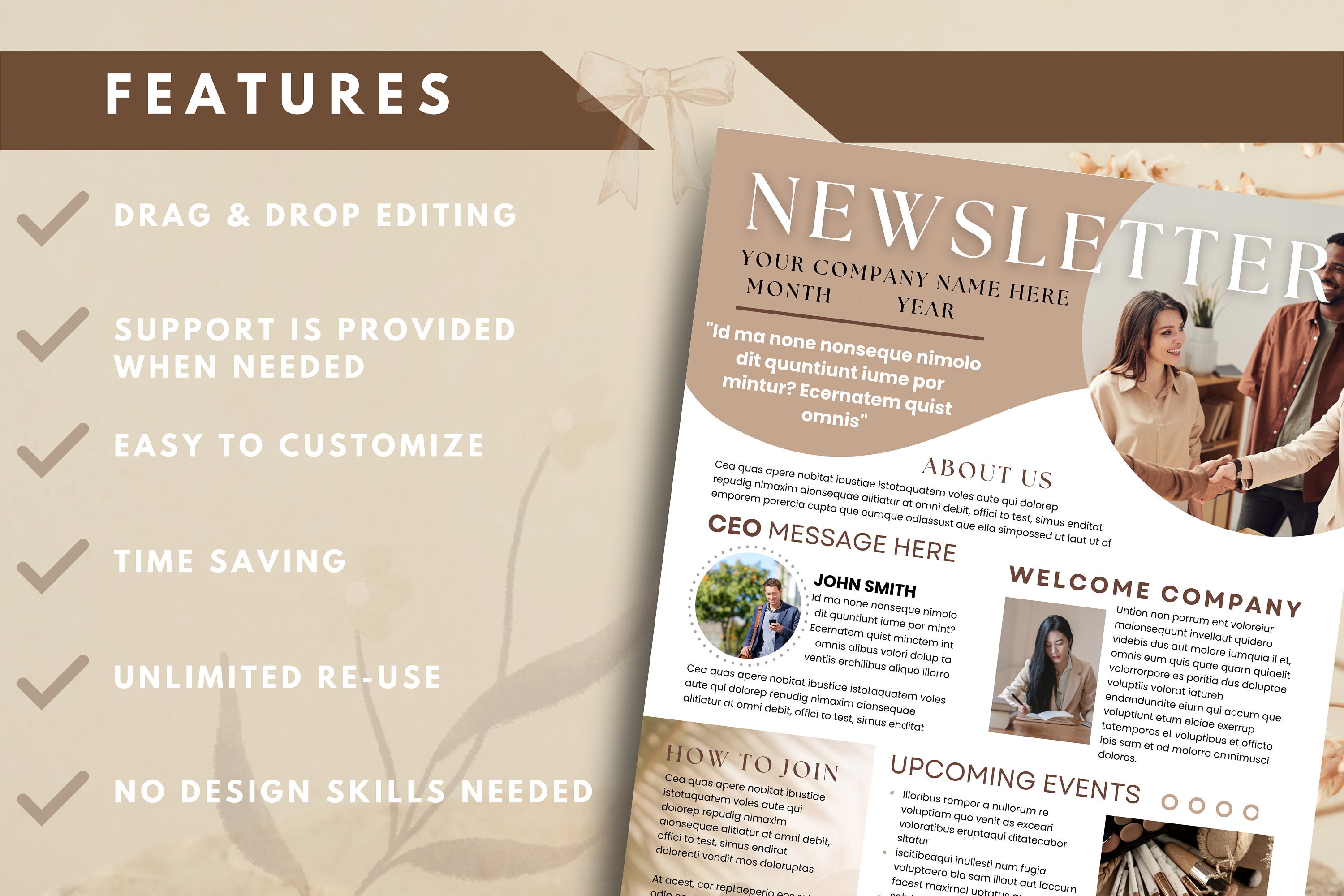Newsletter Template Canva, Newsletter Template Editable News Letter ...