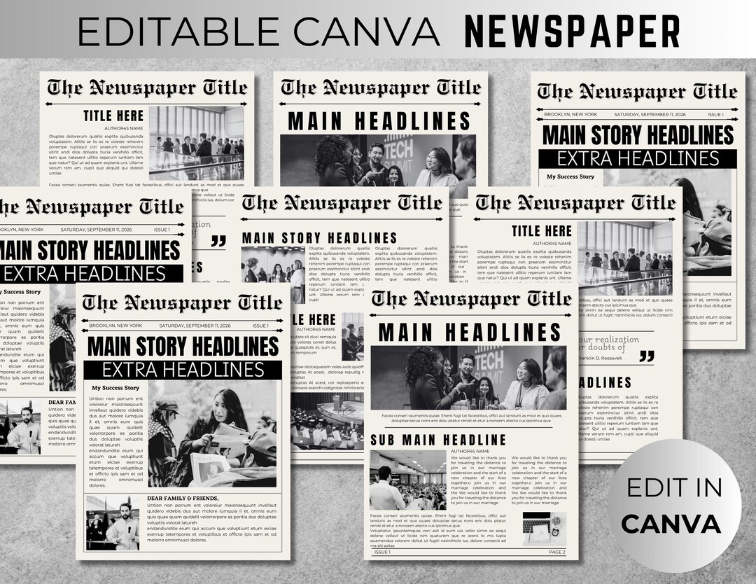 Editable Newspaper Template: DIY Wedding, Graduation, Event Program ...