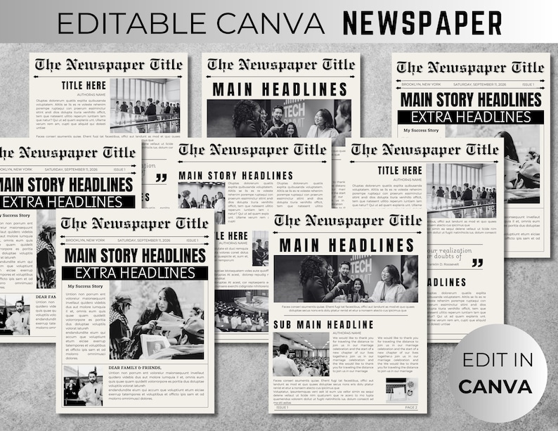 Editable Newspaper Canva Template, Newspaper Printable, Wedding ...