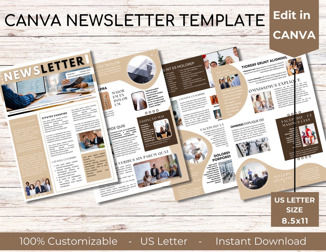 Editable Newsletter Template: 4-page Company Newsletter (digital ...