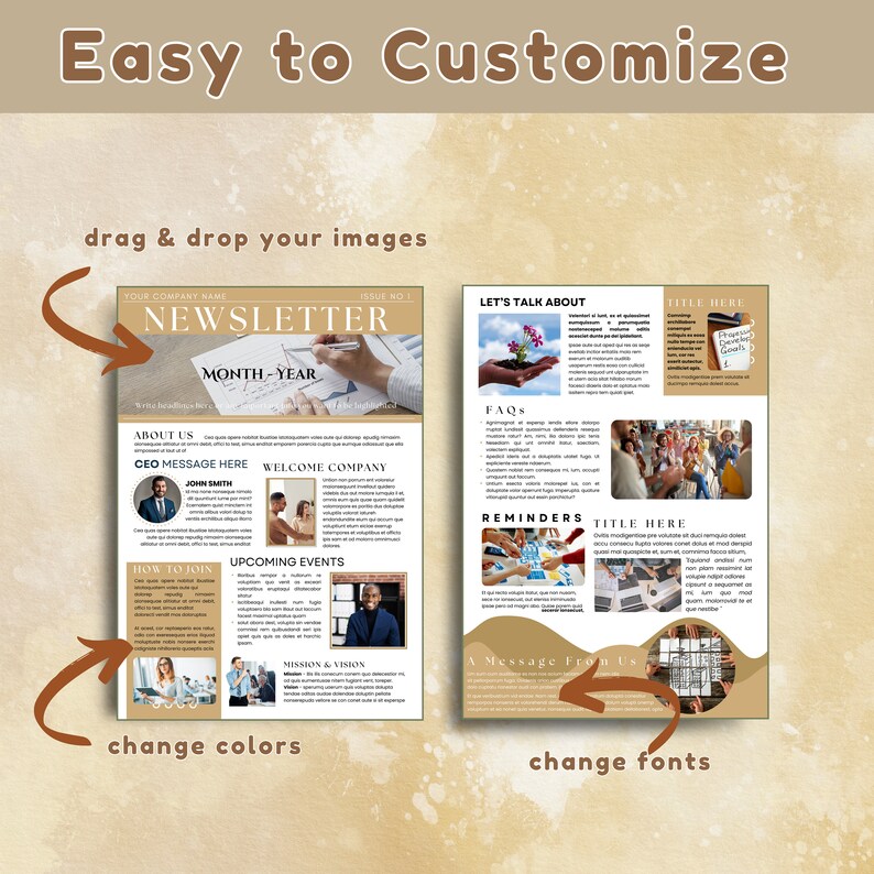 Newsletter Template, Canva Newsletter Template, Editable News Letter ...