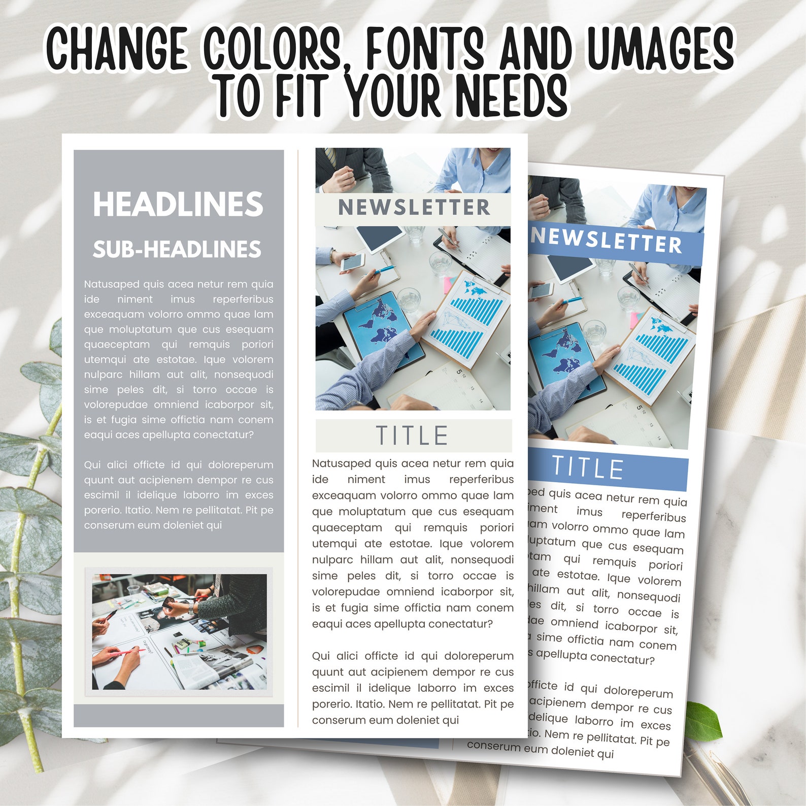 2 Page Newsletter Template, Editable Canva Newsletter, Business ...