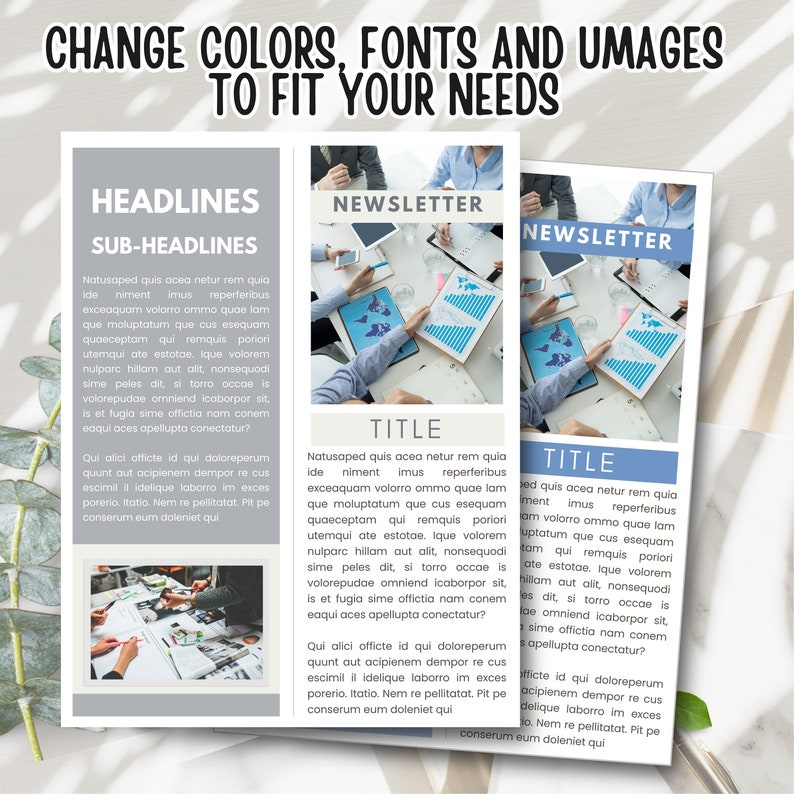 Editable Canva Newsletter Template: Business, Company (2 Page) - Etsy