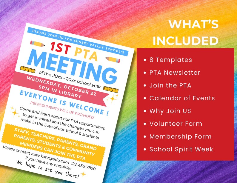 PTO PTA Flyer Bundle, Recruitment, Membership, Editable PTA Meeting ...