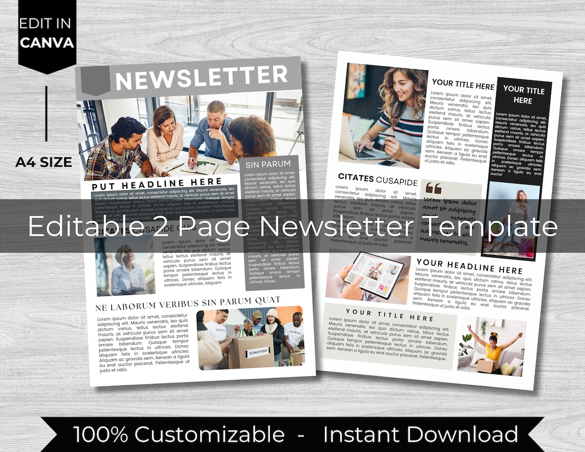 2 Page Newsletter Canva Template, Business Newsletter, Email Marketing ...