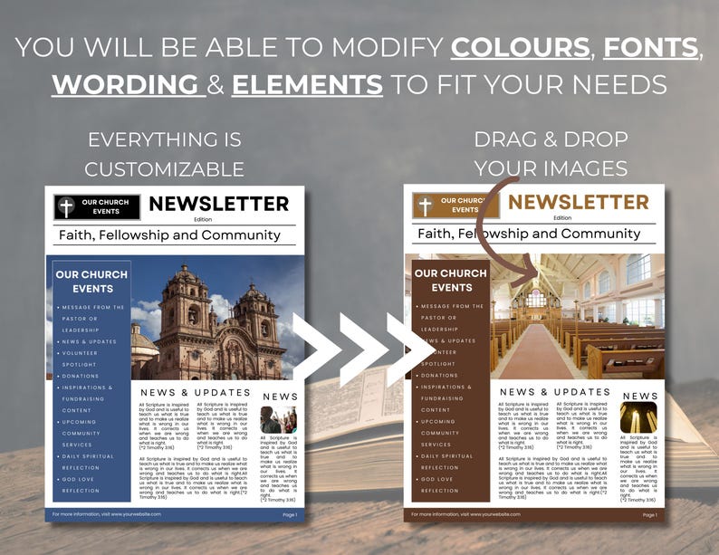 Church Newsletter Template: Modern 4-page Design (canva Editable ...