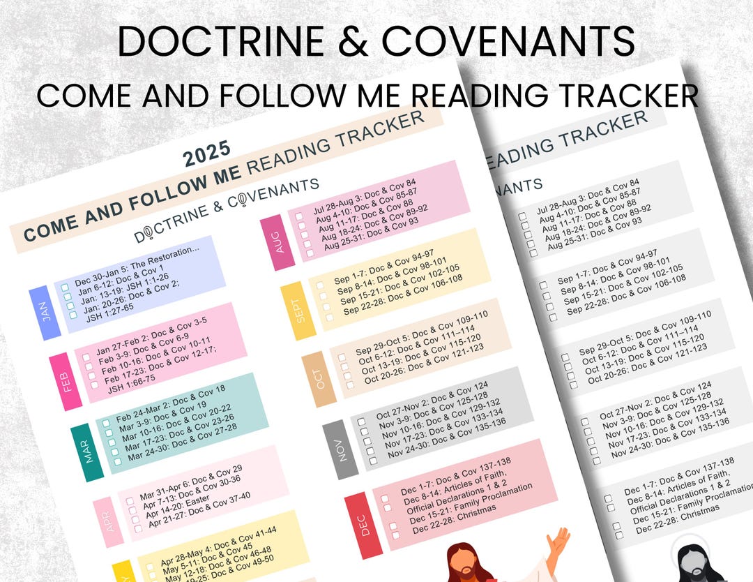 2025 Come Follow Me Doctrine & Covenants Lesson Schedule, DC Reading Tracker, Come Follow Me ...