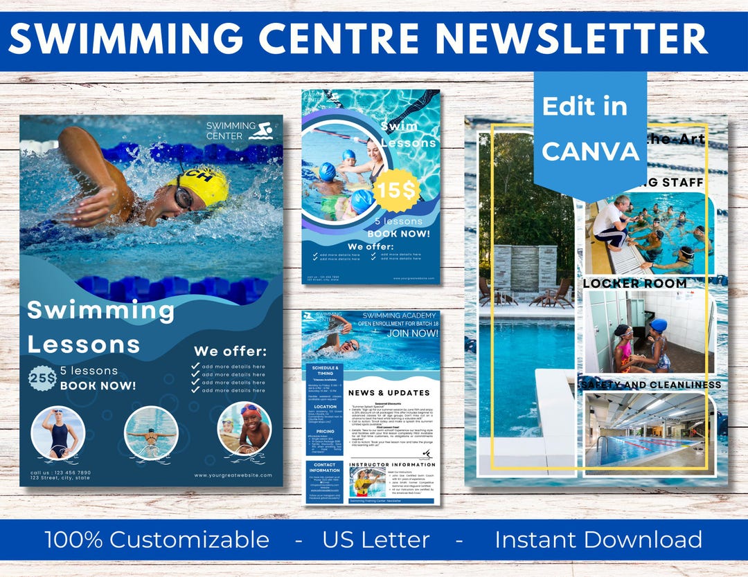 Swim Newsletter Template: School Sports, Club Events (digital Download ...