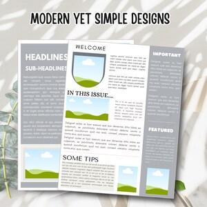 2 Page Newsletter Template, Editable Canva Newsletter, Business ...