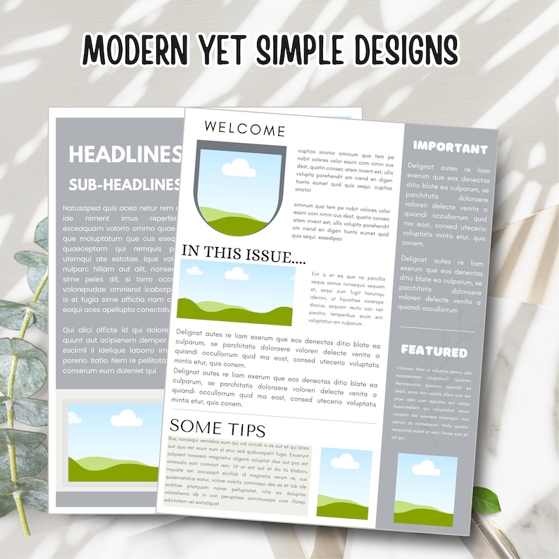 2 Page Newsletter Template, Editable Canva Newsletter, Business ...