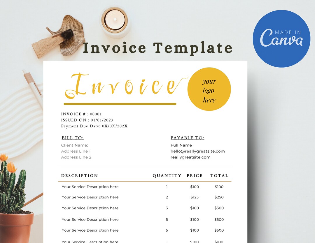 Invoice Template Download, Printable Invoice, Invoice Template PDF ...