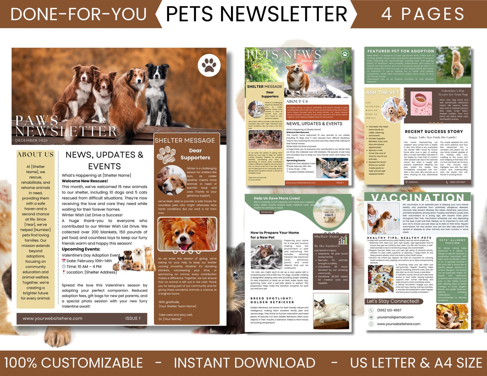 Pet Email Newsletter Editable on Canva, Animal Shelter Newsletter, Pet ...