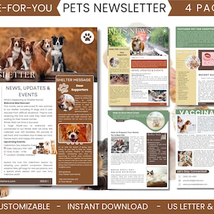 Editable Pet Newsletter Template: Animal Shelter, Rescue (canva, 4 ...