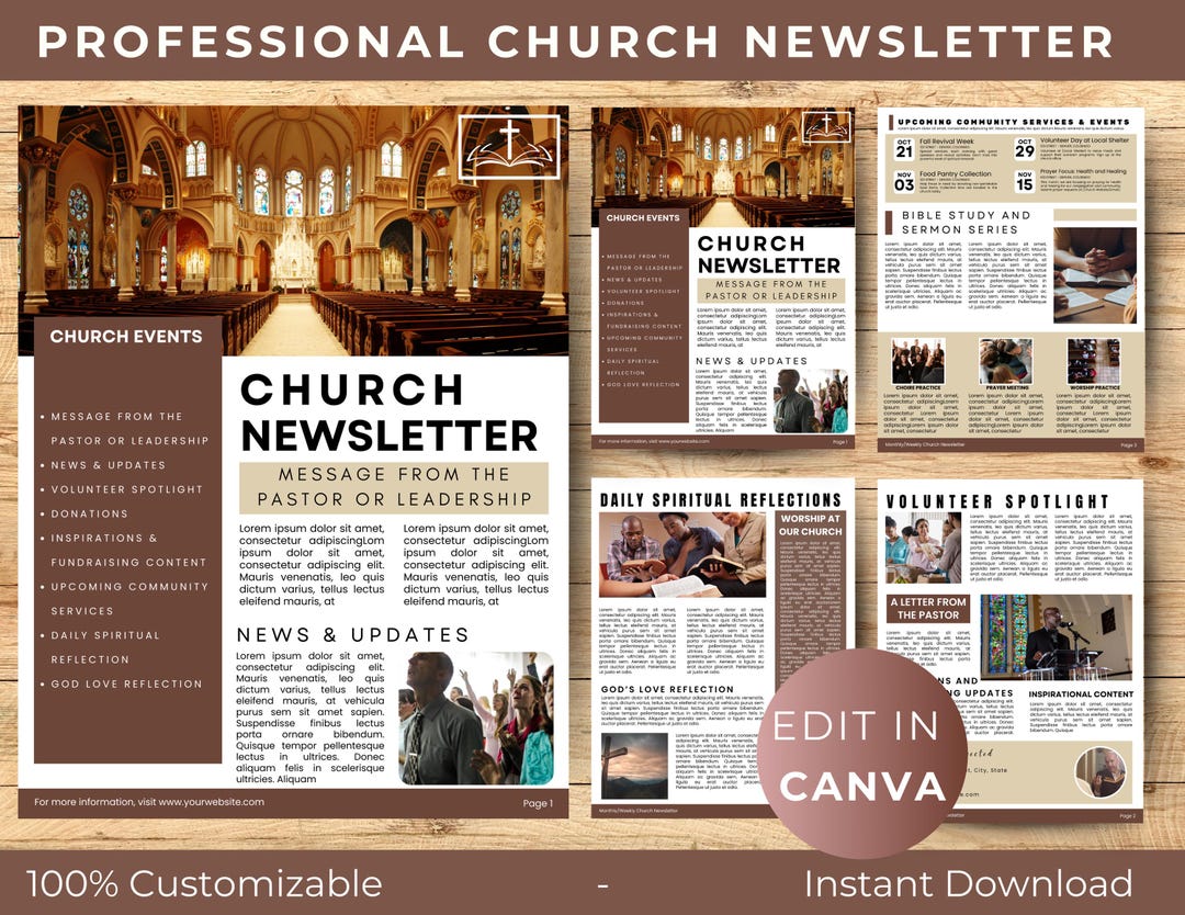 Church Newsletter Template, Church Flyer, Church Magazine, Email ...
