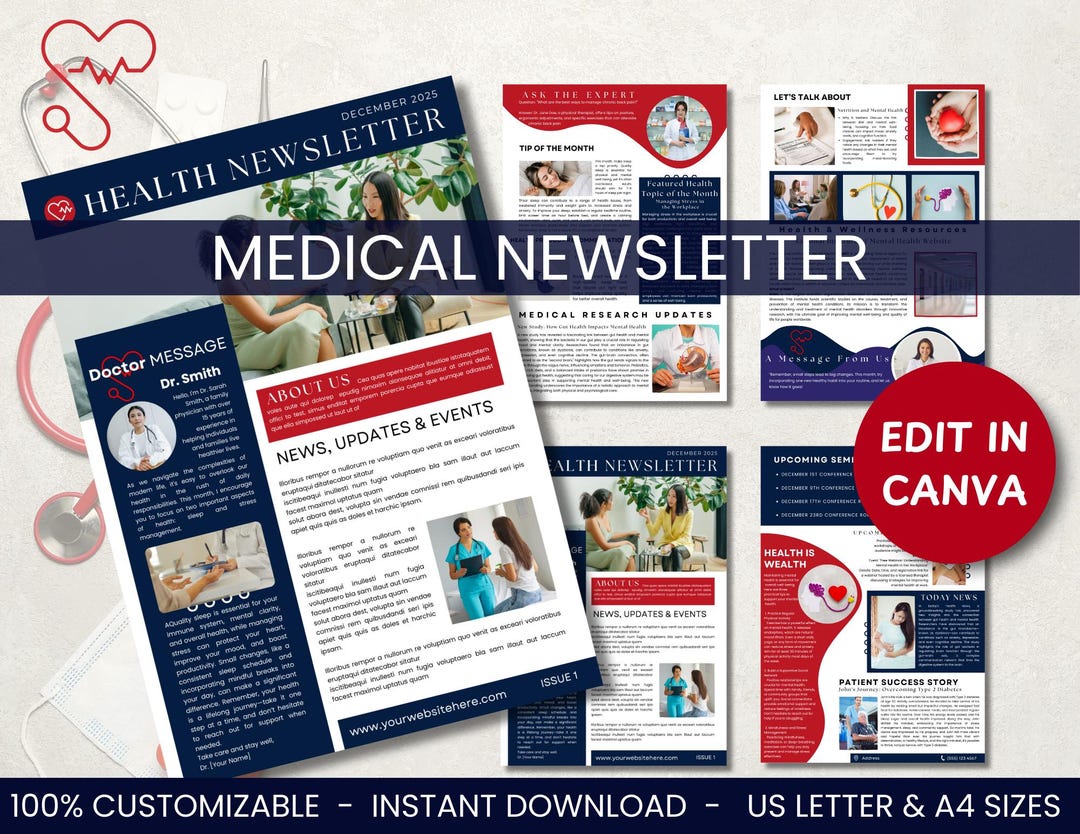 Medical Newsletter Template: Clinic Health & Wellness (editable Canva ...