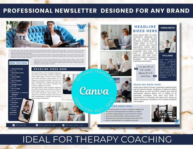 Canva Newsletter, Editable Business, Nonprofit News Letter Template - Etsy