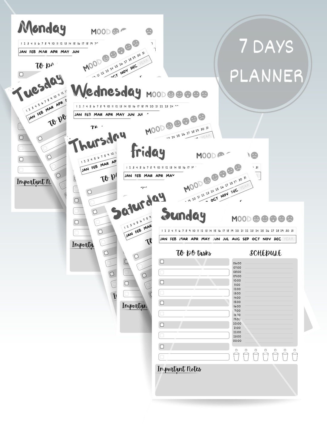 Printable Daily Planner Daily Tracker Printable 7 Day - Etsy