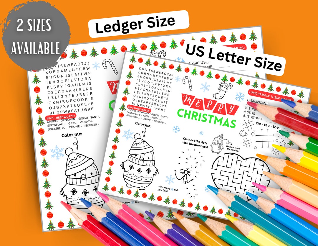 Christmas Coloring Sheets Christmas Coloring Placemat - Etsy