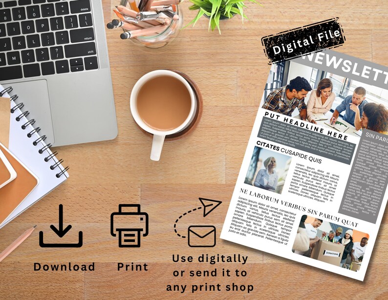 Editable Newsletter Template: Business & Marketing (canva, 2 Page ...