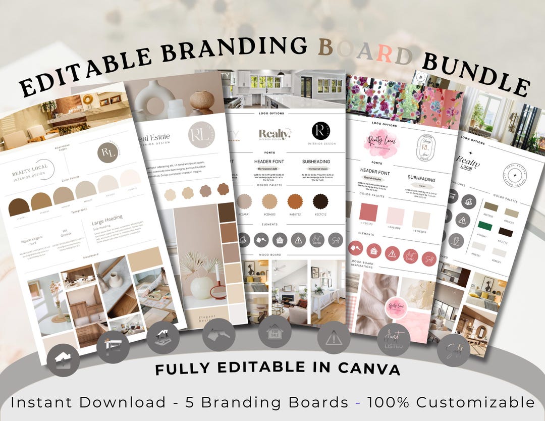 Editable Branding Board Template: DIY Canva Logo Kit (digital Download ...