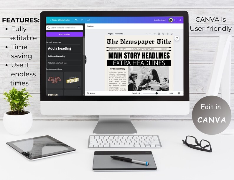 Editable Newspaper Canva Template, Newspaper Printable, Wedding ...
