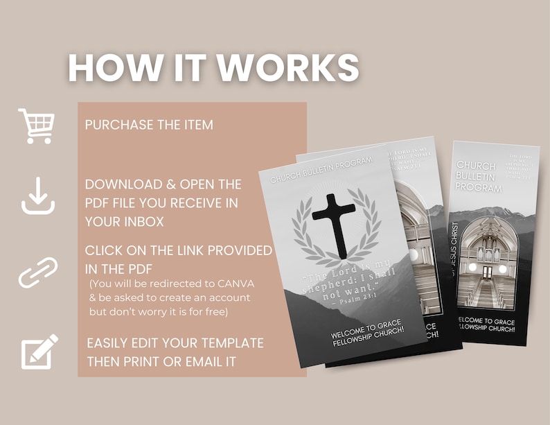 Editable Church Bulletin Template: Bifold & Trifold Program (canva) - Etsy