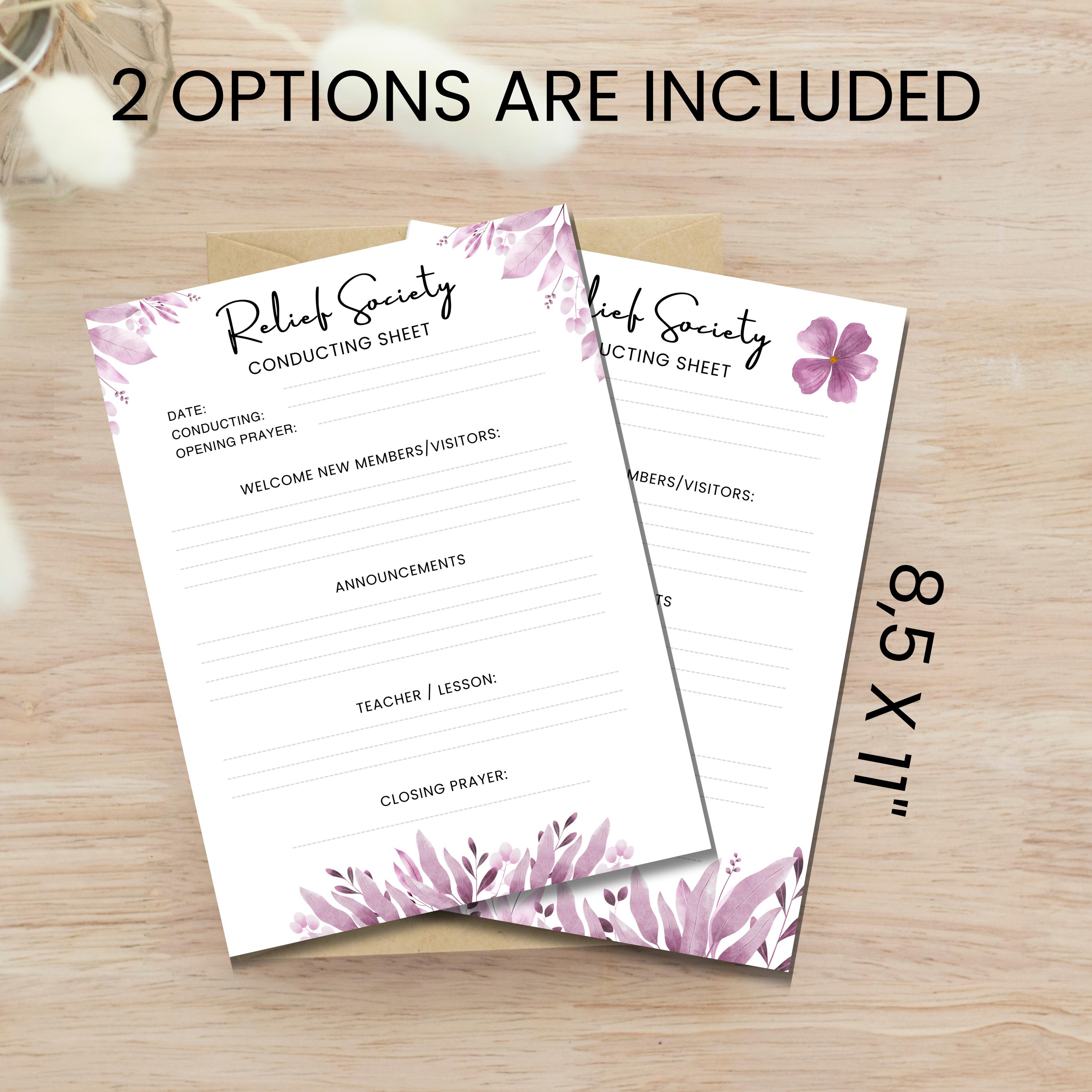 Relief Society Conducting Sheet, LDS Relief Society Conducting Outline ...
