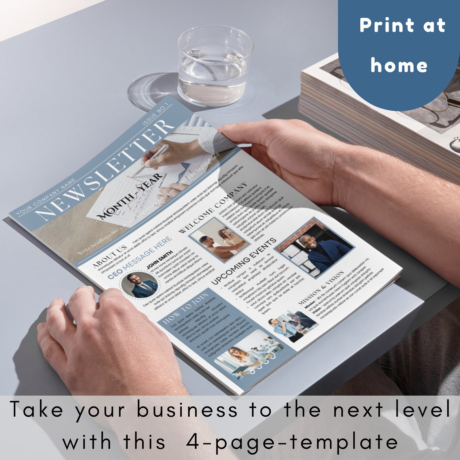 Editable Business Newsletter, 4 Page Newsletter Template, Company ...