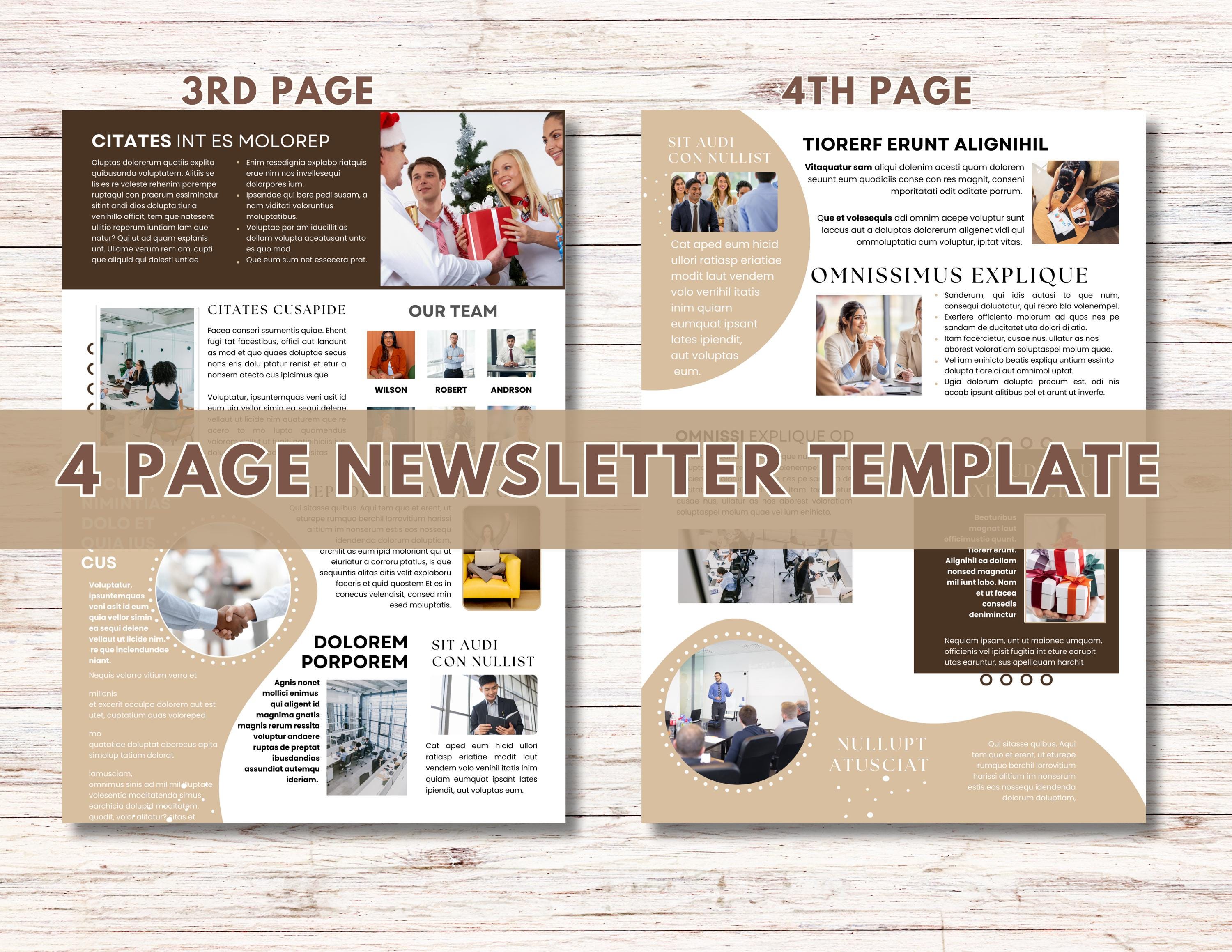 Editable Newsletter Template: 4-page Company Newsletter (digital ...