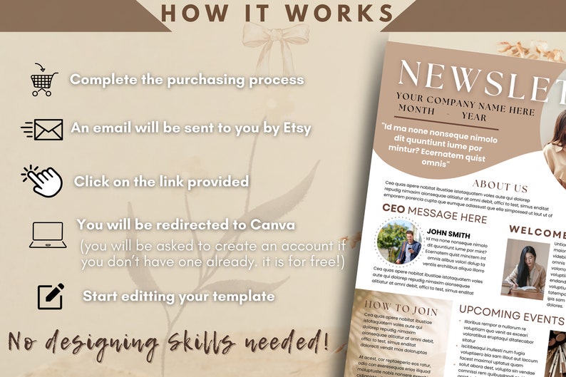 Newsletter Template Canva, Newsletter Template Editable News Letter ...