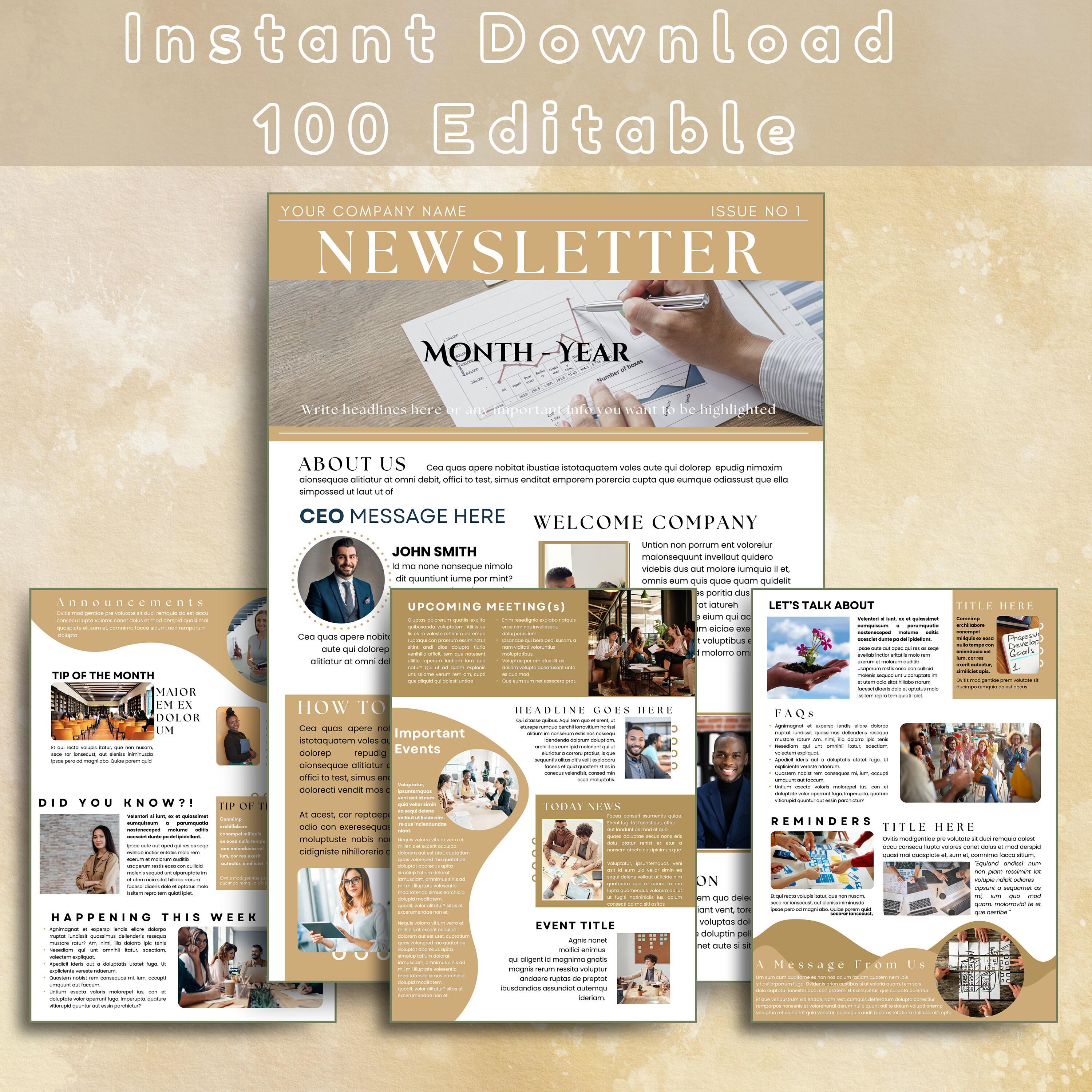 Newsletter Template, Canva Newsletter Template, Editable News Letter ...