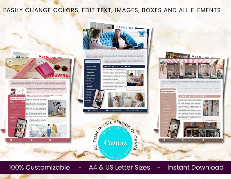 Canva Newsletter, Editable Business, Nonprofit News Letter Template - Etsy