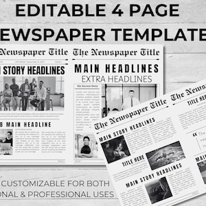 Editable Business Newspaper Template: Canva Newsletter (digital ...