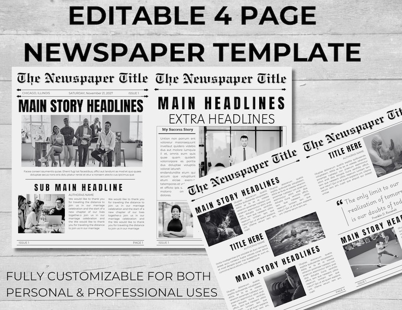 Editable Business Newspaper Template: Canva Newsletter (digital ...